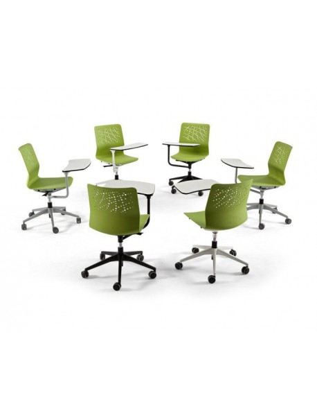 Chaise avec tablette sur roulettes (ACTIU) | delexmobilier.fr