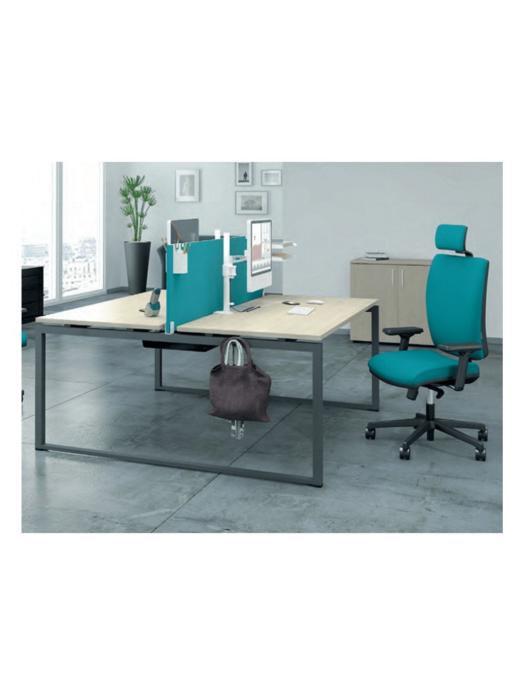 Bureau Bench 2 personnes CINETIC piétement boucle - Delexmobilier.fr